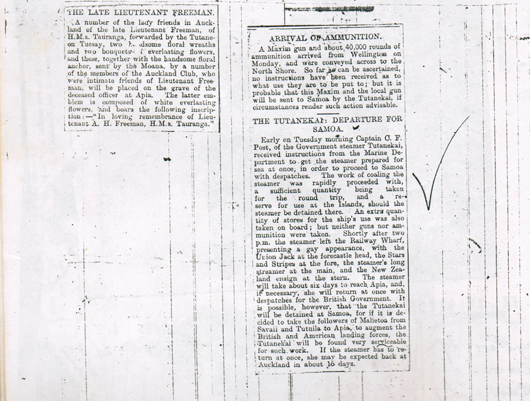 Voices from the Past – Newspaper Articles about the Samoa Civil War